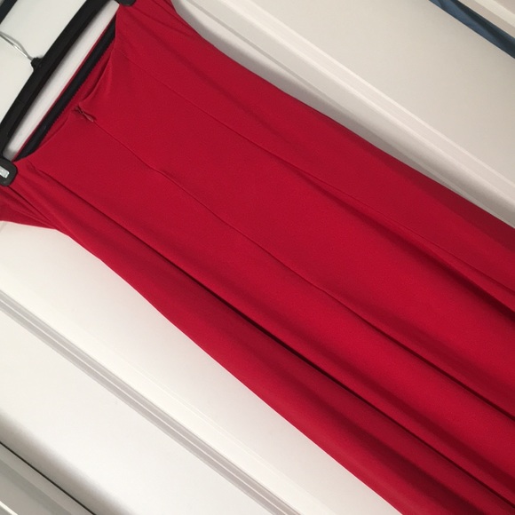 Posh Couture | Dresses | Beautiful Strapless Split Front Red Evening ...